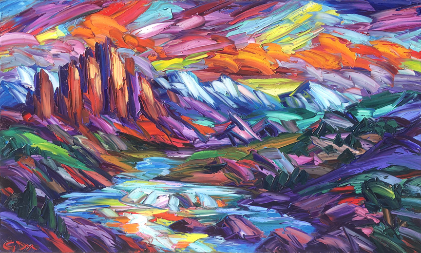 Greg Dye, current landscape paintings at Wilde Meyer Gallery