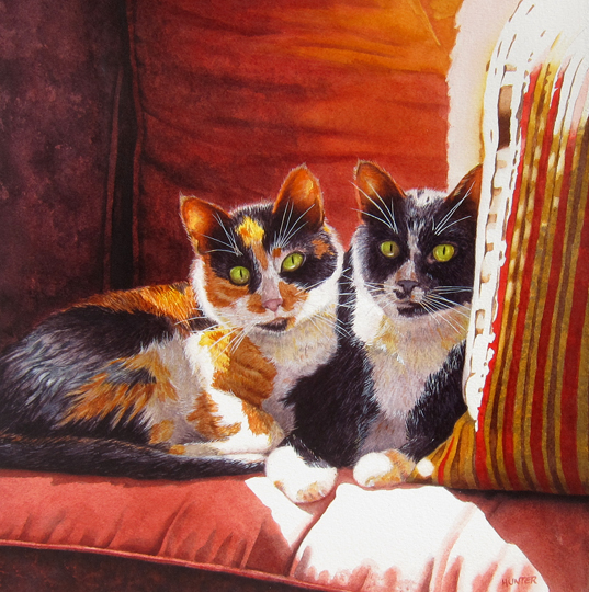 Patricia Hunter watercolor paintings at Wilde Meyer Gallery